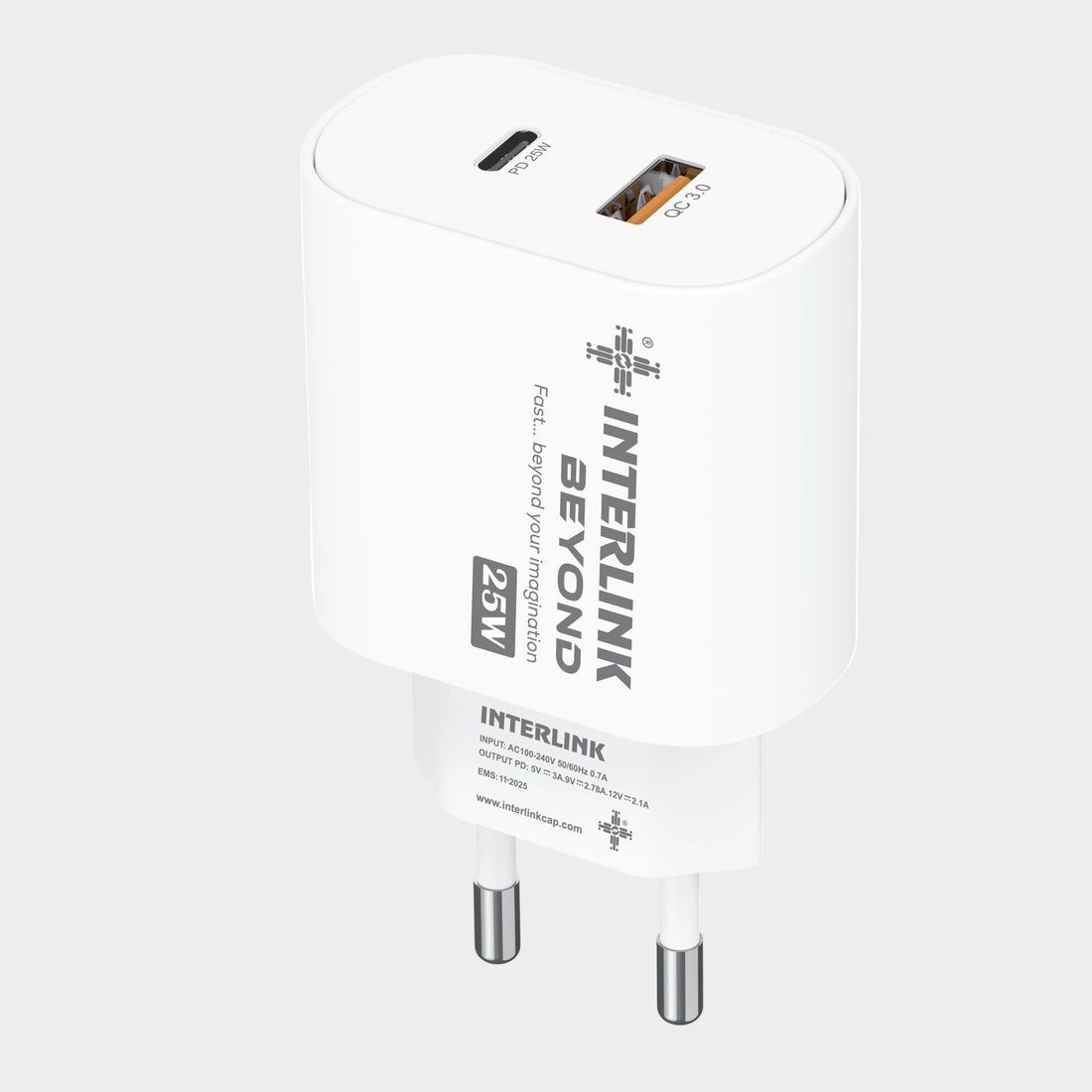 Interlink BEYOND 25W Dual Port Fast Charger — Pakistan
